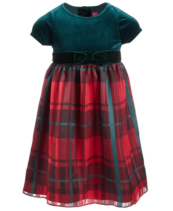 Good Lad Toddler Girls Velvet Plaid Dress - Macy's