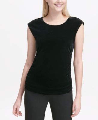 Calvin Klein Button-Shoulder Cap-Sleeve Top - Macy's