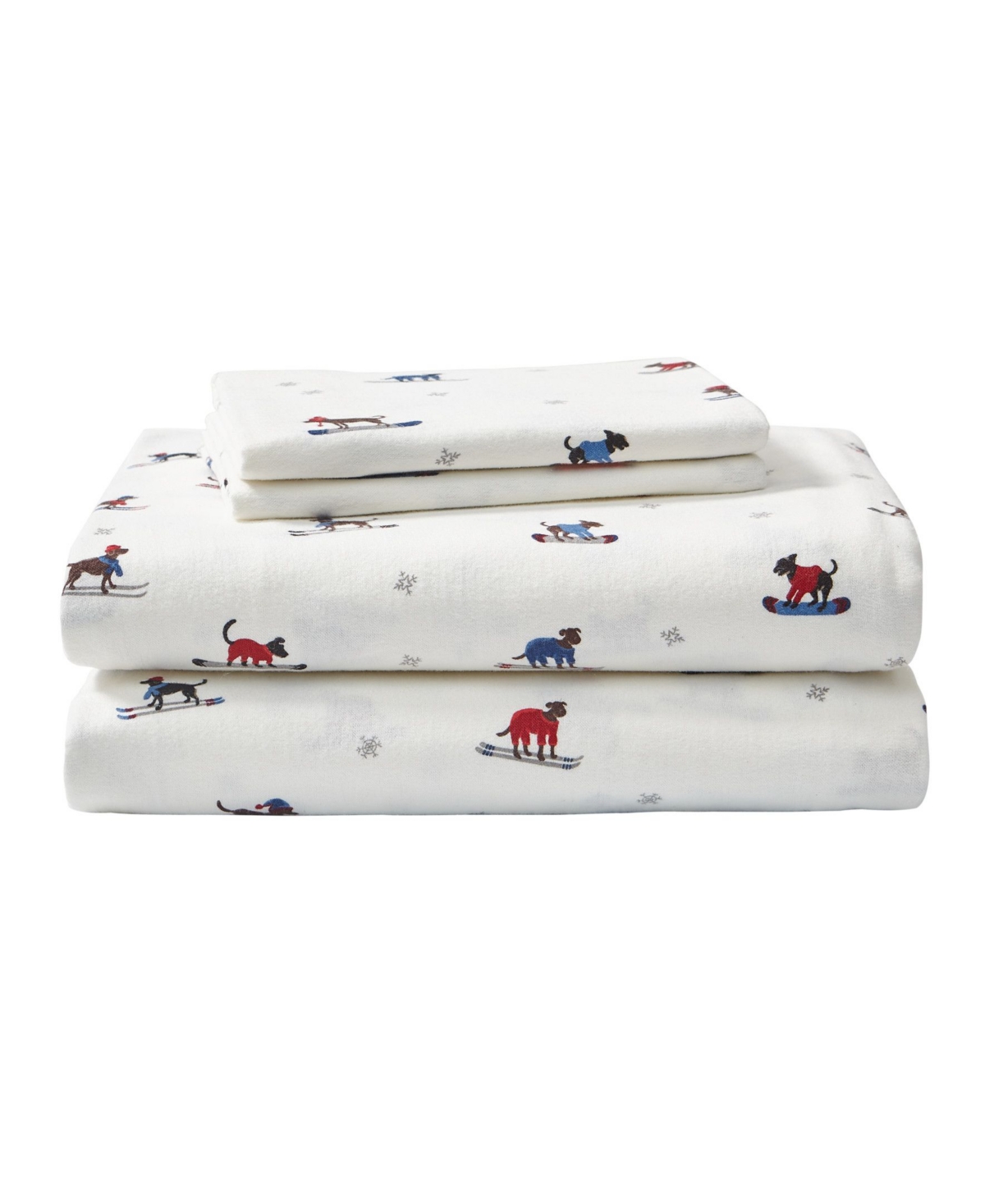 Eddie Bauer Printed Cotton Flannel 4-Pc. Sheet Set  Queen - Dog Ski Patrol