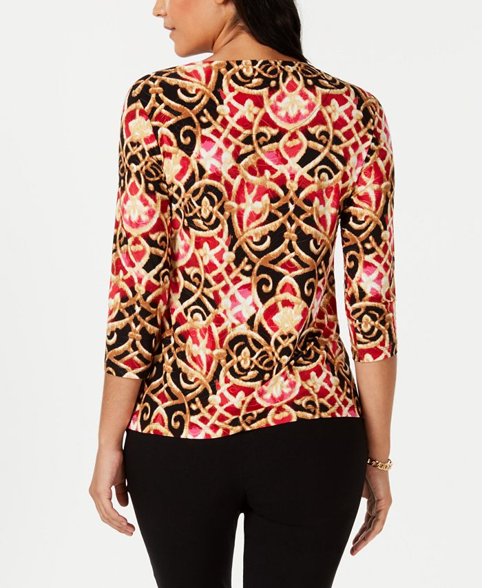 JM Collection Printed Jacquard Top, Created for Macy's - Macy's