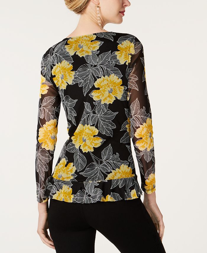 Inc International Concepts I N C Mesh Sleeve Ruched Top Created For