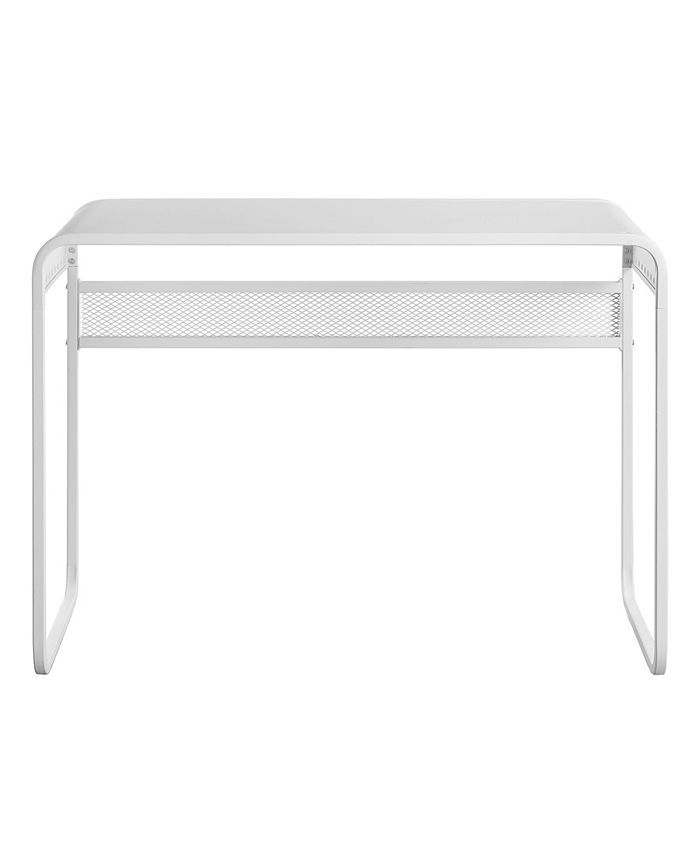 Walker Edison 42 inch Metal Desk with curved top in Matte White - Macy's