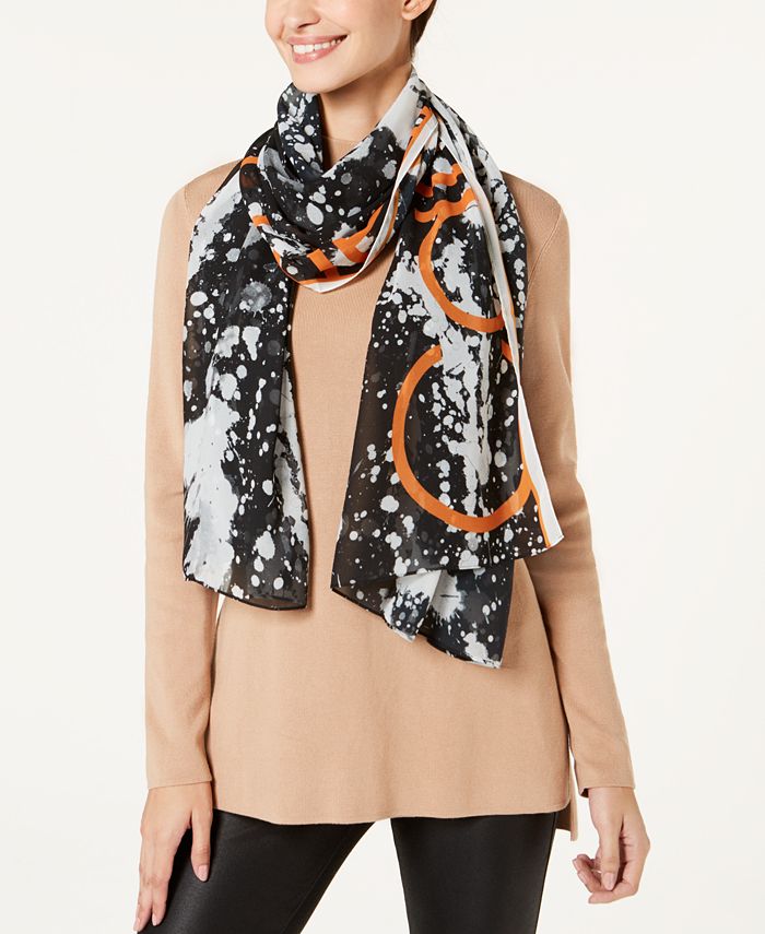 Calvin Klein Ink Spot Logo Chiffon Scarf - Macy's