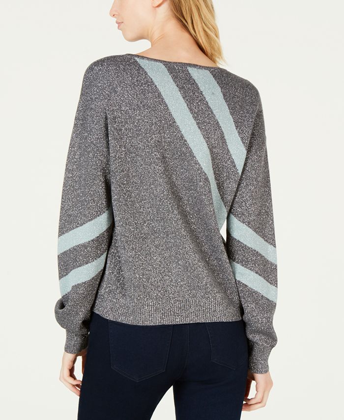 Bar III Striped Metallic Sweater, Created for Macy's & Reviews ...