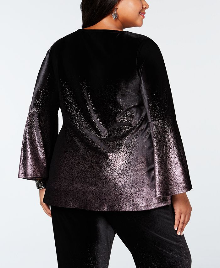 Alfani Plus Size Metallic Velvet Top, Created for Macy's - Macy's