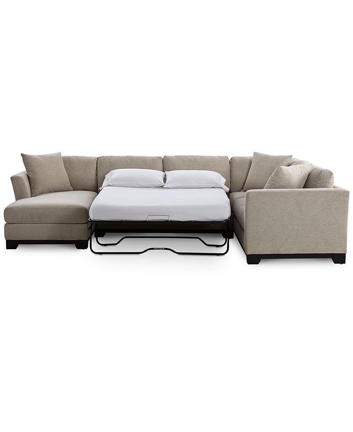 Furniture Elliot II 138" Fabric 3-Piece Chaise Sleeper Sectional ...