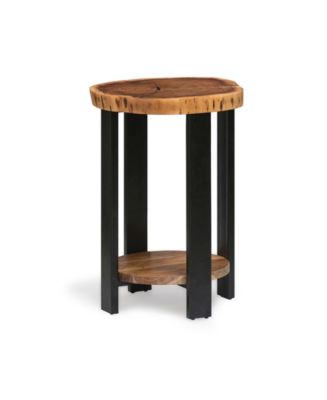 Alpine Natural Live Edge Wood Round End Table - Macy's