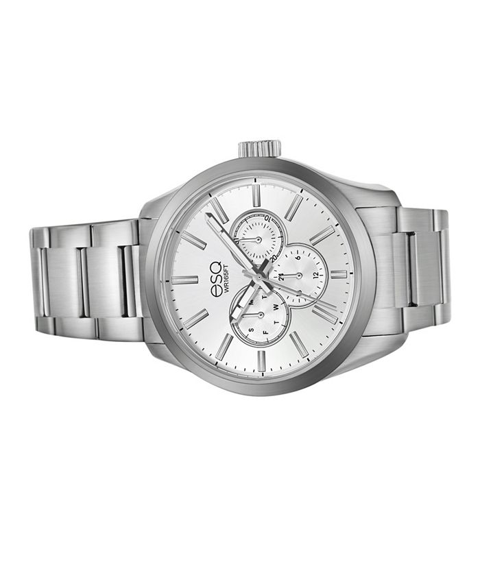 ESQ Men's Multi-Function Stainless Steel Bracelet Watch, Silver Dial ...