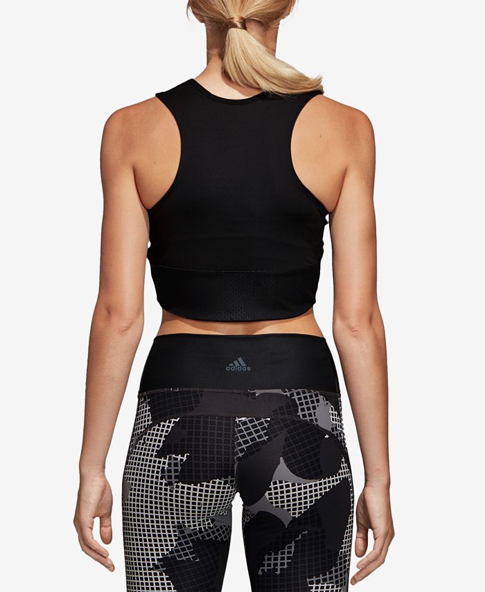 adidas Cropped Racerback Training Tank Top - Macy's