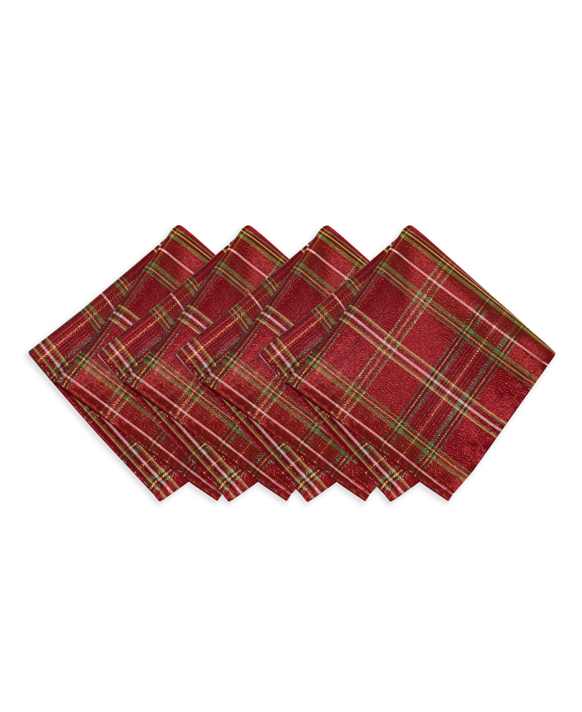 Click here for Elrene Shimmering Plaid Napkins  Set of 4 - Red Gr... prices