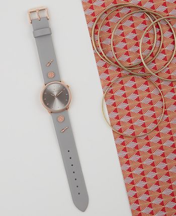 Thom Olson Women's Taupe Leather Strap Watch 34mm - Macy's