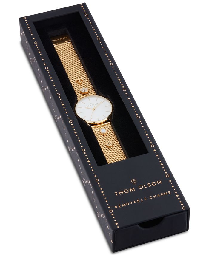 Thom Olson Women's Gold-Tone Mesh Bracelet Watch 34mm - Macy's