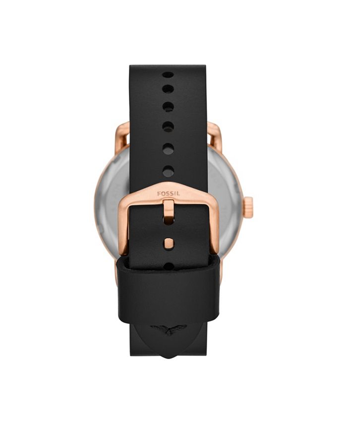 Fossil Men's Commuter Twist Black Leather Strap Watch 42mm - Macy's
