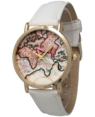 World Map Leather Strap Watch - Macy's