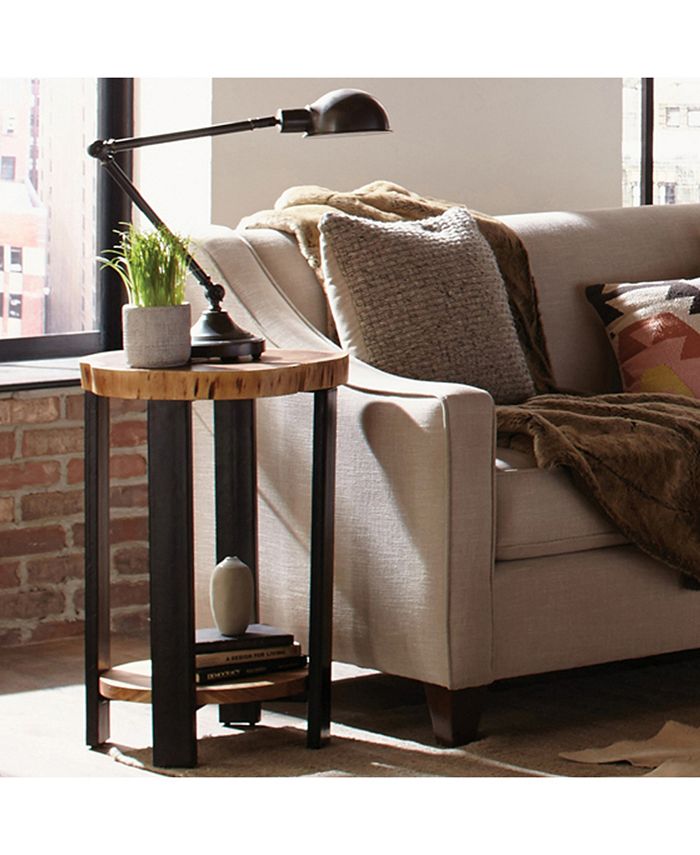 Alaterre Furniture Alpine Natural Live Edge Wood Round End Table - Macy's