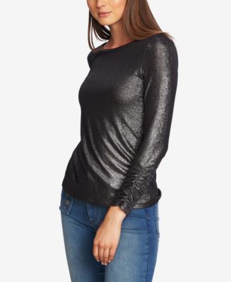 1.STATE Ruched-Cuff Shimmery Top - Macy's