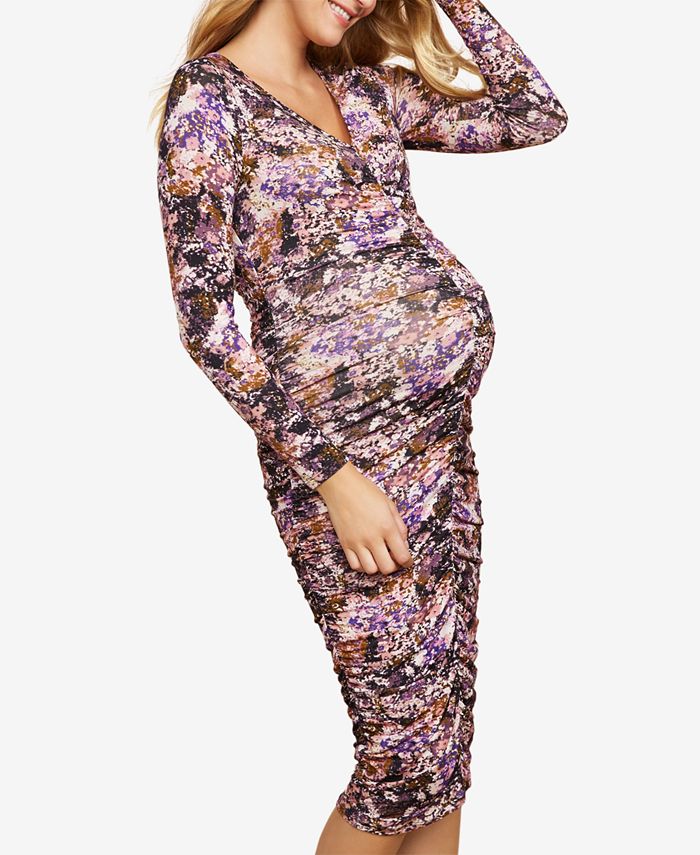 Jessica Simpson Maternity Ruched Printed Dress - Macy's