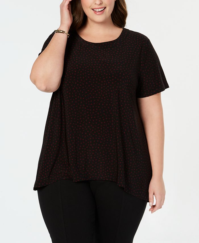 Anne Klein Plus Size Printed High-Low Top - Macy's