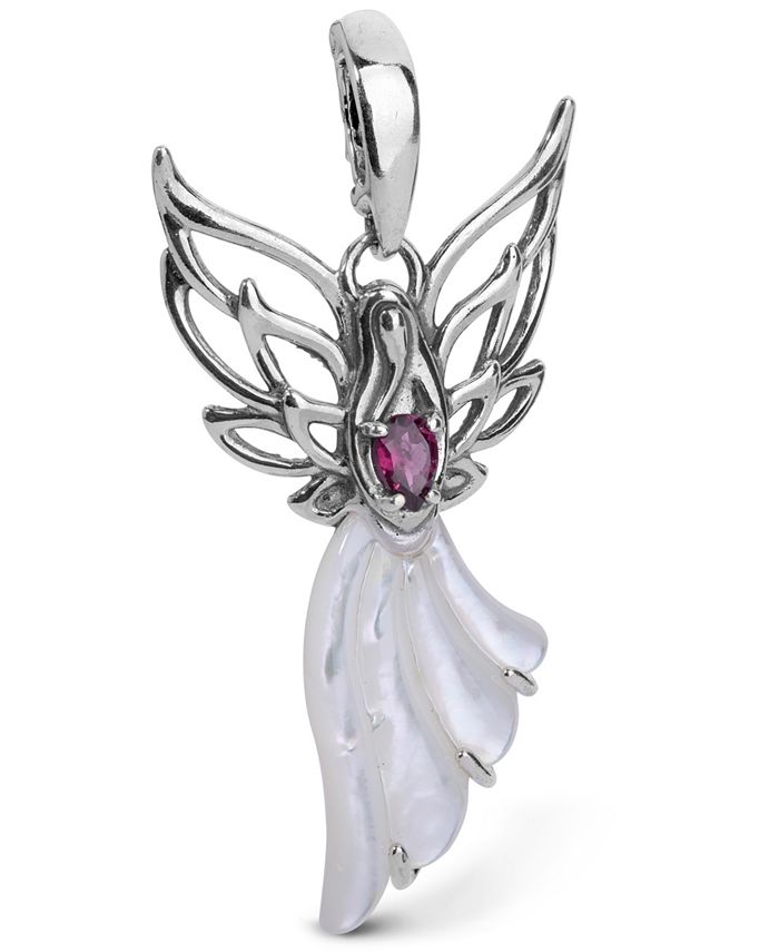 Macy's Carolyn Pollack Mother of Pearl (27x16mm) and Garnet (3/8 ct. t ...