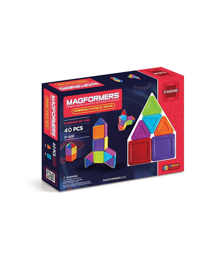 Magformers Solids Opaque Rainbow 40 Piece Magnetic Construction Set ...