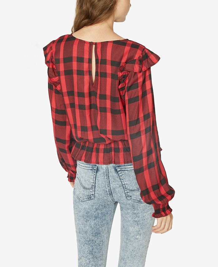 Sanctuary Ruffled Plaid Blouse - Macy's