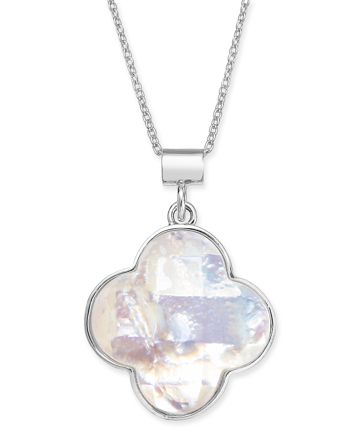 Click here for Mother-of-Pearl Clover 18 Pendant Necklace in Ster... prices