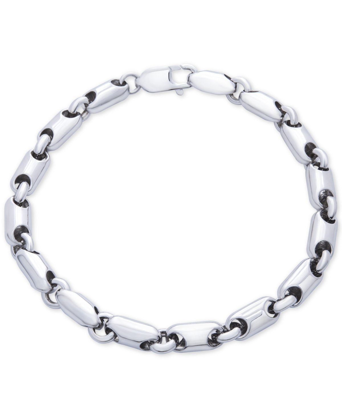 Click here for Mens Polished Rounded Link Bracelet in Sterling Si... prices