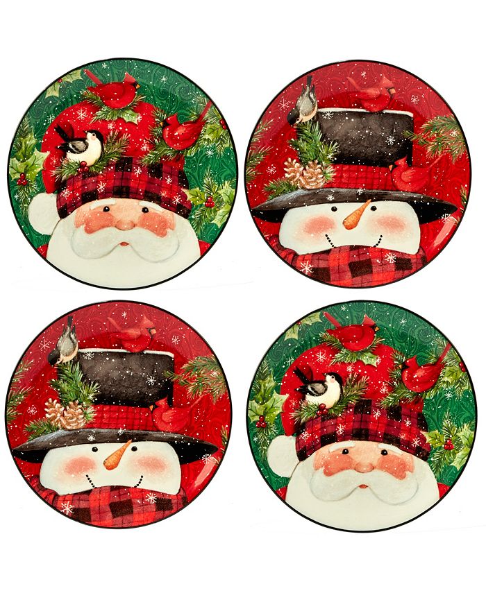 Tracy Porter Certified International Winter's Plaid 4-Pc. Dessert ...