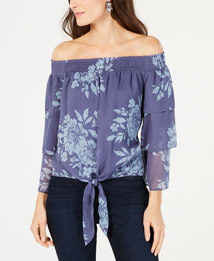 INC International Concepts I.N.C. Petite Printed Off-The-Shoulder ...