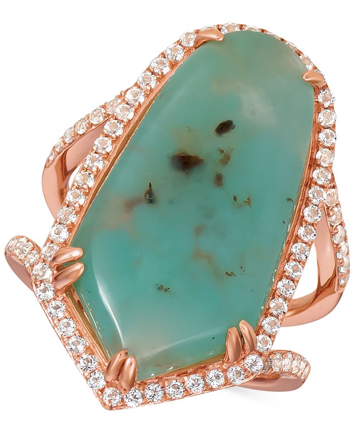 Le Vian Turquoise Aquaprase (25 x 13mm) & White Topaz (5/8 ct. t.w ...