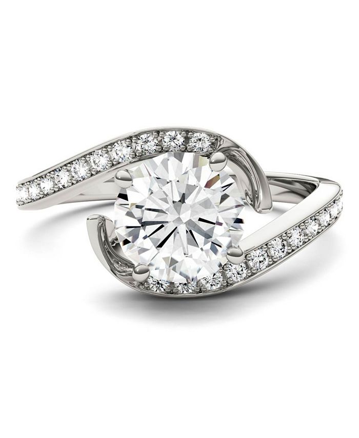 Charles And Colvard Moissanite Round Swirl Engagement Ring 1 3 4 Ct T W