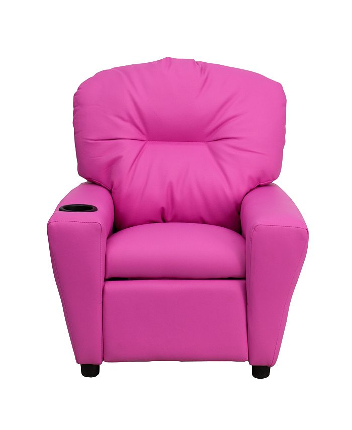 Flash Furniture Contemporary Hot Pink Vinyl Kids Recliner With Cup ...