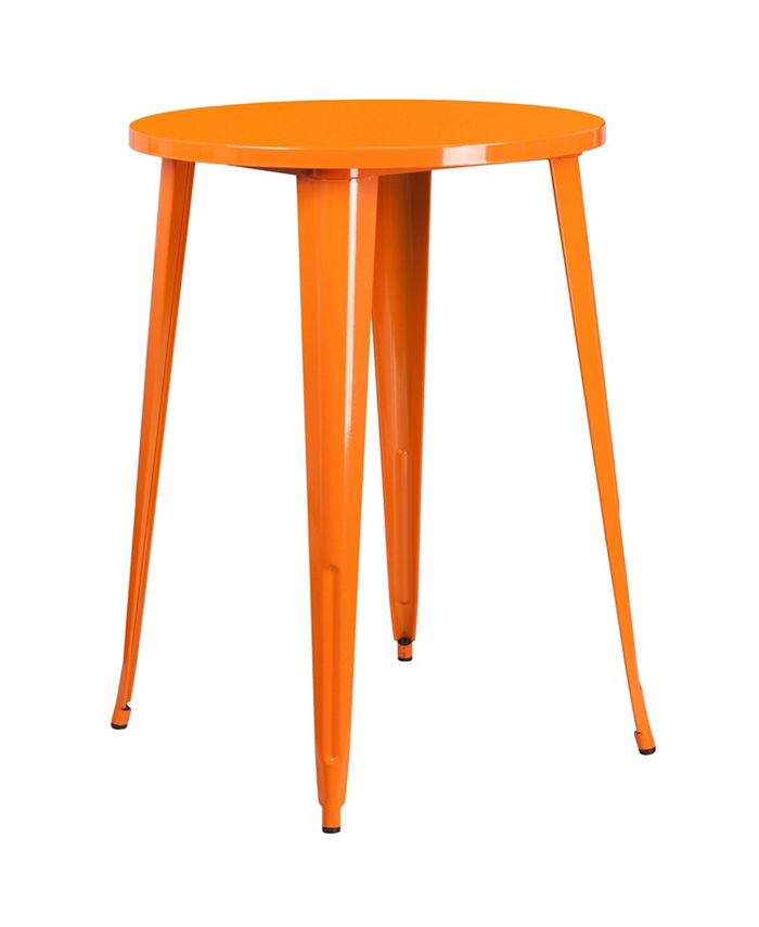Flash Furniture 30'' Round Orange Metal Indoor-Outdoor Bar Height Table ...