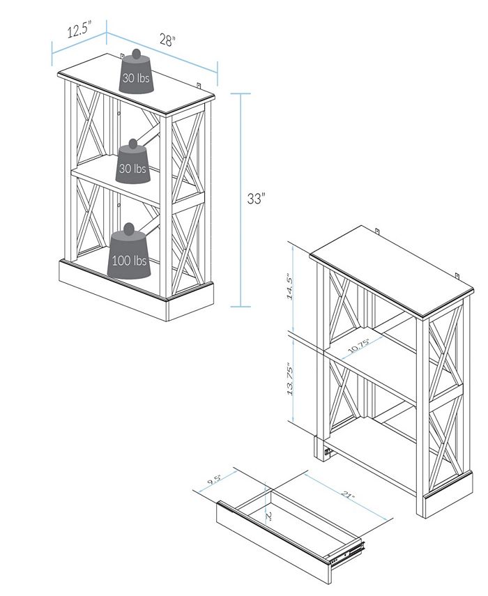 Yu Shan Jackson 3 - Shelf Bookcase with Concealed Drawer, Concealment ...