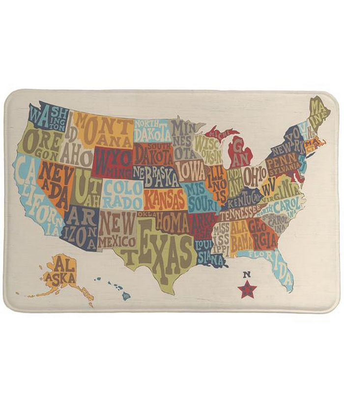 Laural Home States Collage Memory Foam Rug - Macy's
