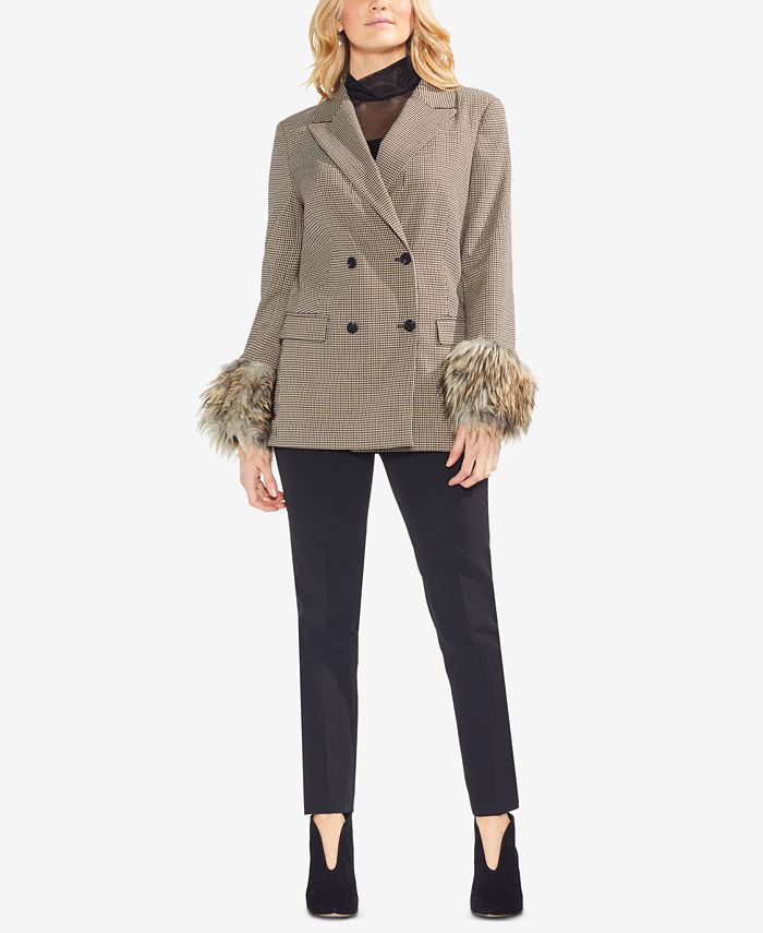 Vince Camuto Faux-Fur Cuffed Jacket - Macy's