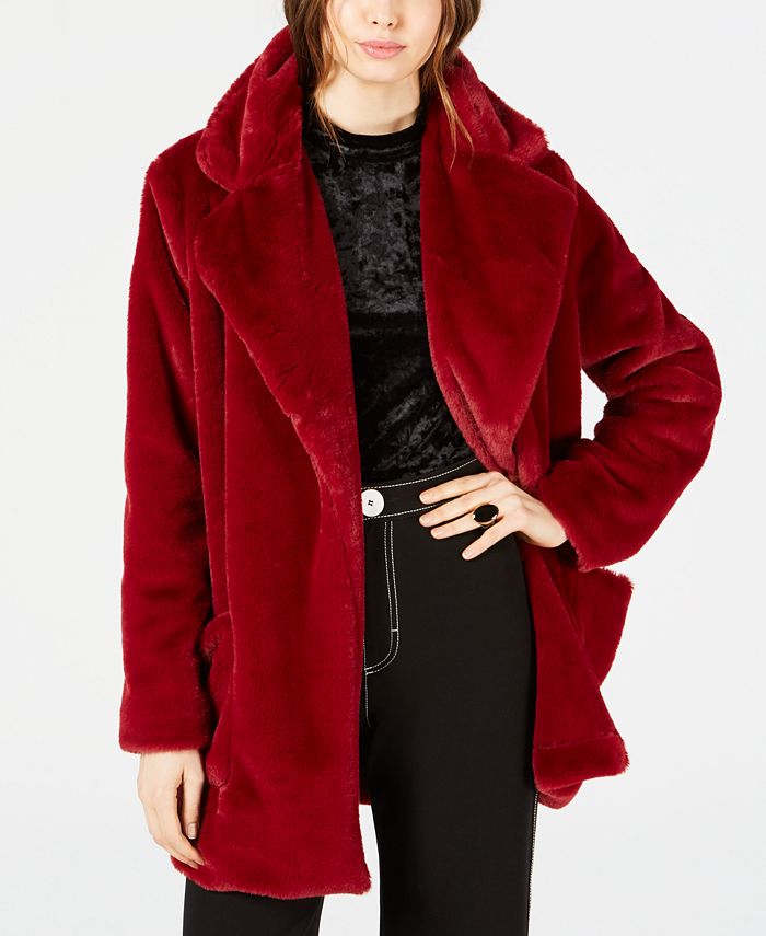 Sage The Label Faux Fur Open-Front Coat - Macy's