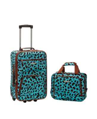 Rockland 2-Piece Blue Leopard Luggage Set - Macy's