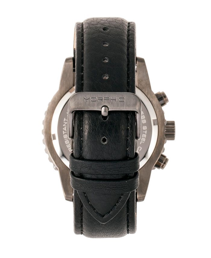 Morphic M67 Series, Gunmetal Case, Chronograph Black Leather Band Watch ...