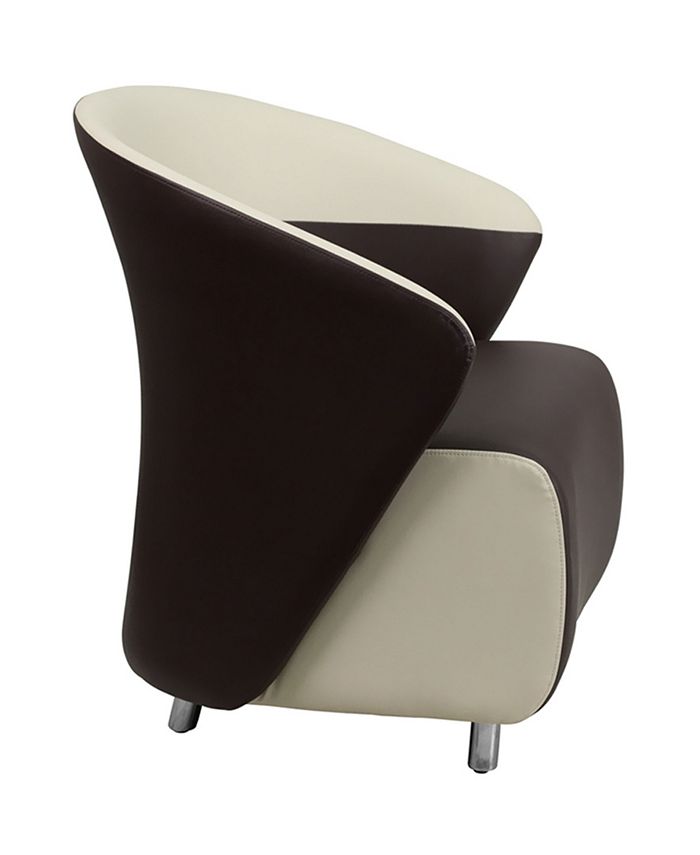 Clickhere2shop Offex Dark Brown Leather Reception Chair with Beige ...