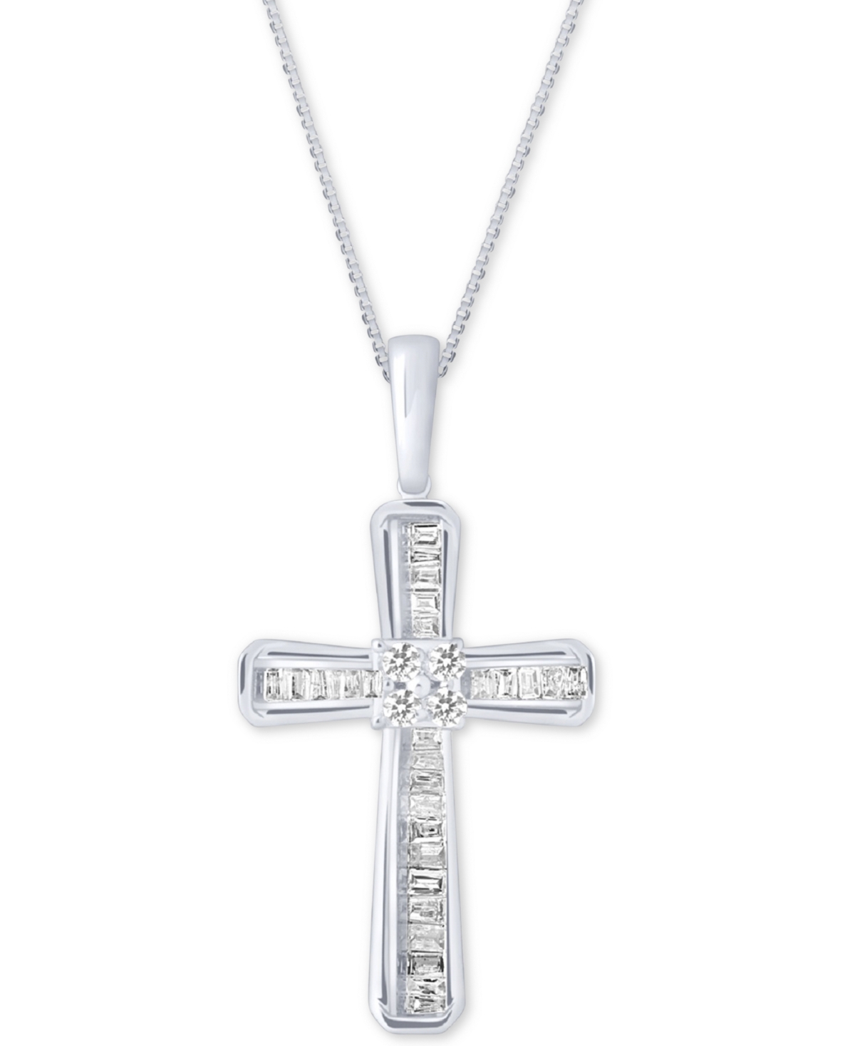 Click here for Diamond Baguette Cross Adjustable Pendant Necklace... prices
