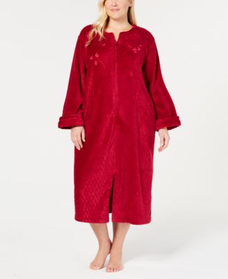 Miss Elaine Plus Size Fleece Long Zip Robe - Macy's