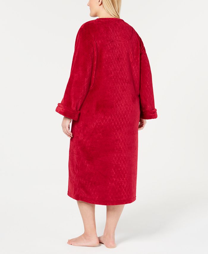 Miss Elaine Plus Size Fleece Long Zip Robe & Reviews - Bras, Underwear ...
