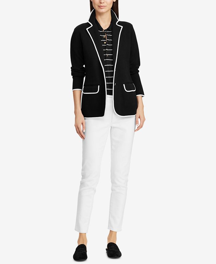 Lauren Ralph Lauren Contrast-Trim Blazer - Macy's