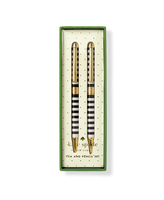 Kate Spade New York Pen And Pencil Set, Black Stripe - Macy's