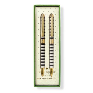 Kate Spade New York Pen And Pencil Set, Black Stripe - Macy's