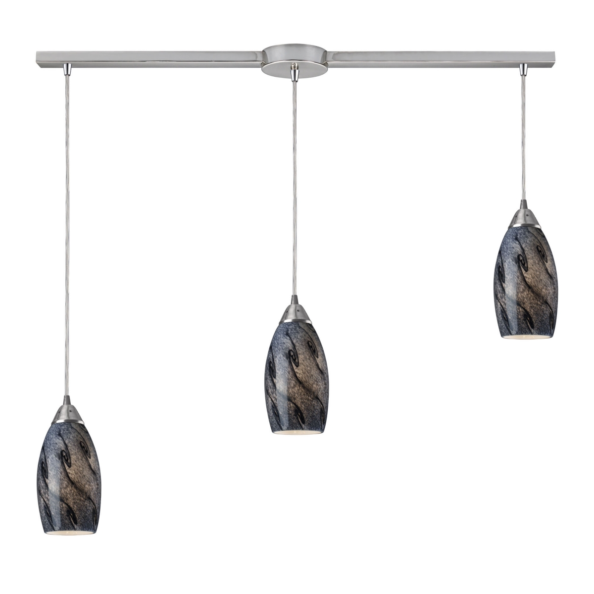Click here for Galaxy 3 Light Linear Smoke Pendant in Satin Nicke... prices