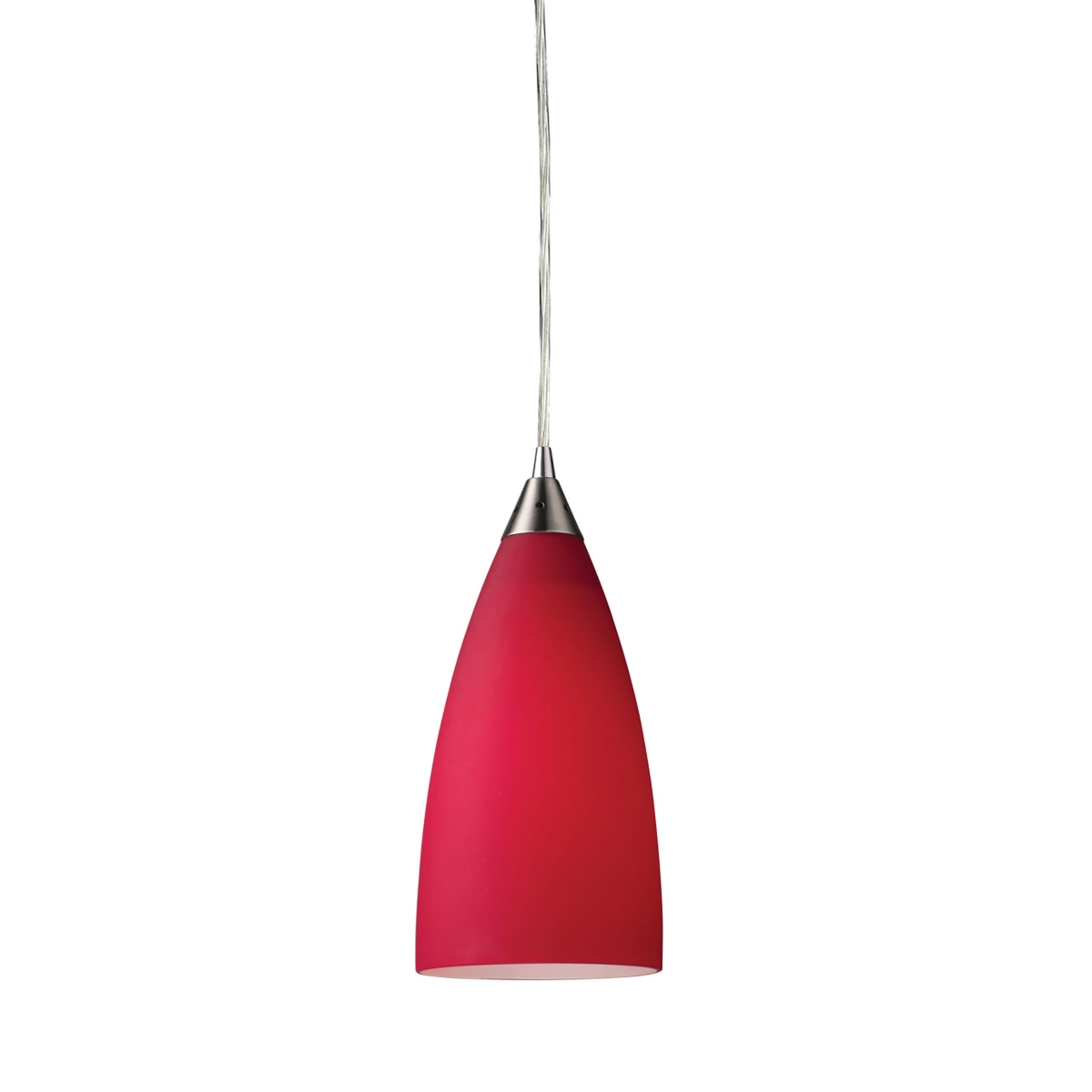 Click here for 1 Light Pendant in Satin Nickel with Cardinal Red... prices
