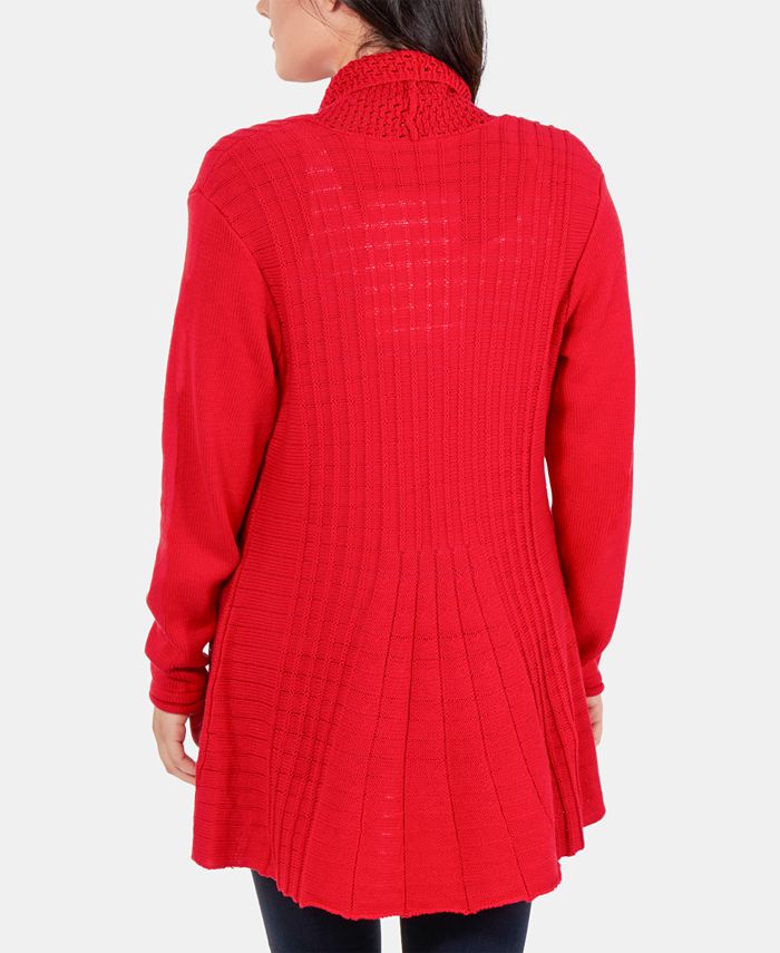 NY Collection Multi-Textured Shawl Collar Cardigan - Macy's