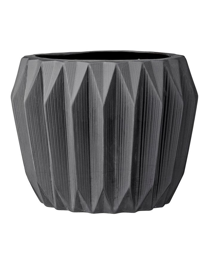 Bloomingville Round Grey Fluted Ceramic Flower Pot - Macy's
